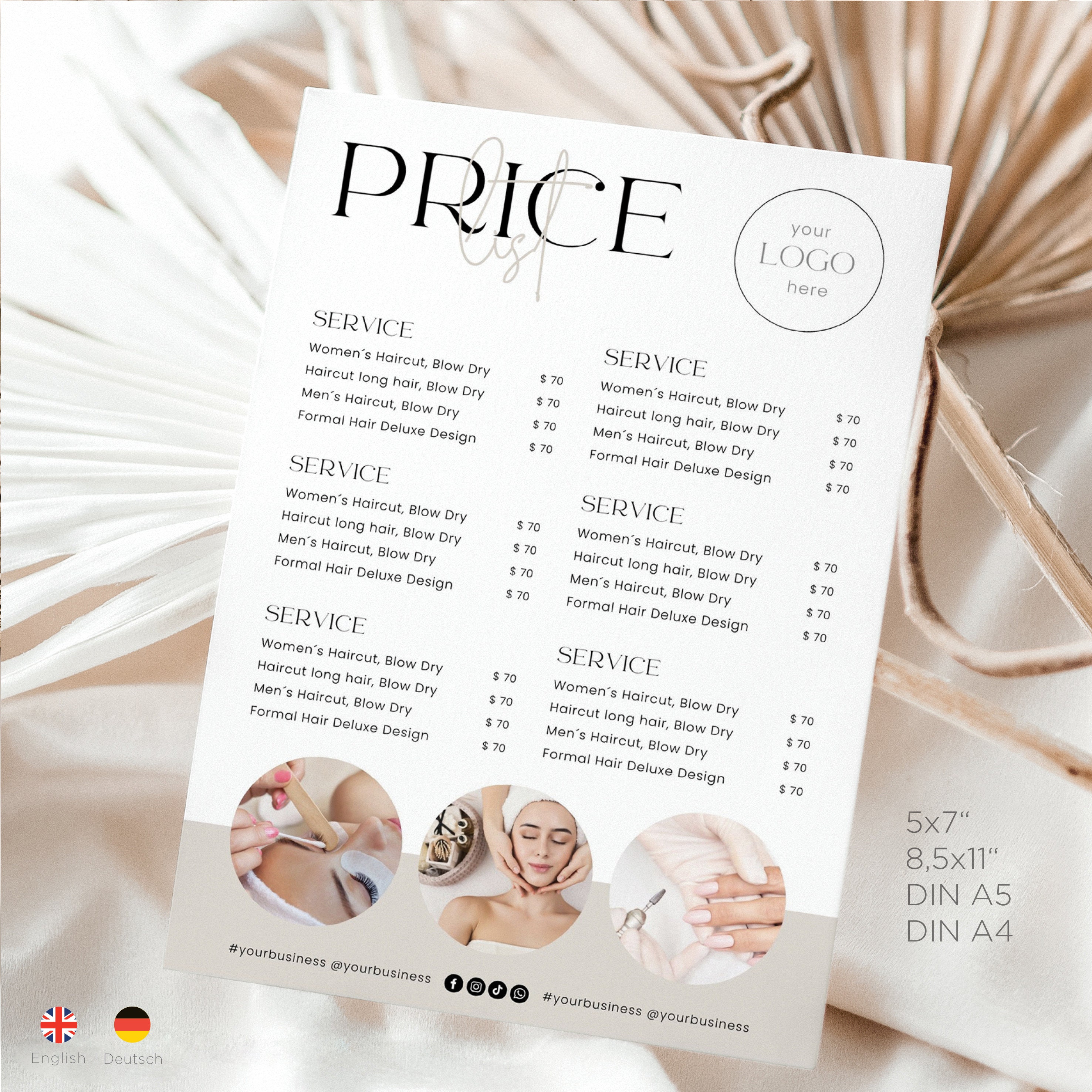 Editable Price List Template DIY Small Business Printable Pricing Guide ...