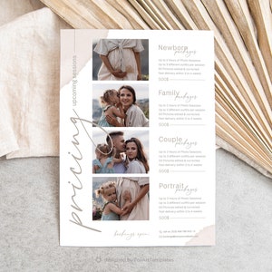 Photography Price List Photoshop Template - Etsy