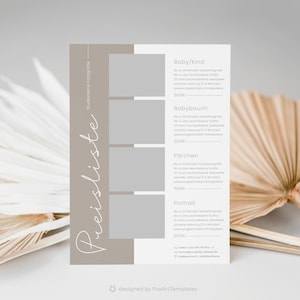 Photography Price List Photoshop Template - Etsy