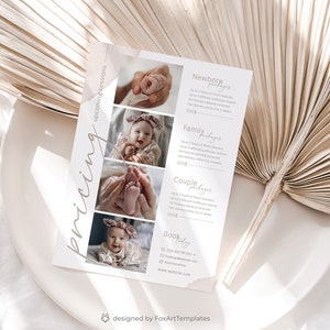 Price List Template for Photographers Photoshop PSD - Etsy