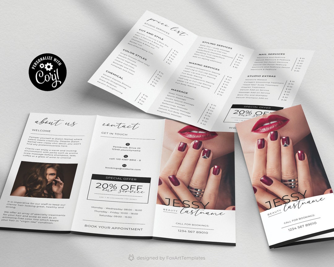 DIY Tri-fold Printable Price List Template - Etsy