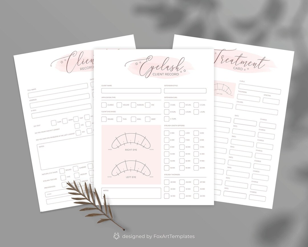 Eyelash Extension Client Card Lash Client Record Template - Etsy Canada