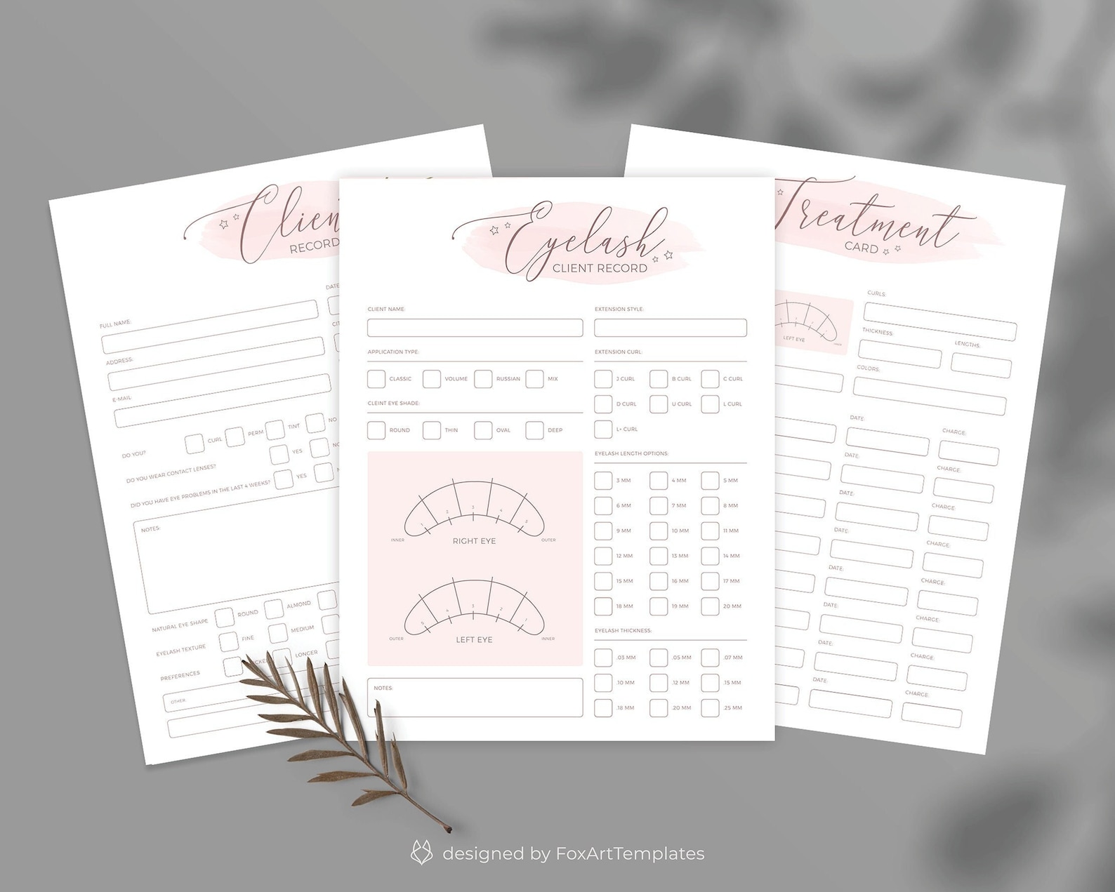 Eyelash Extension Client Card Lash Client Record Template - Etsy