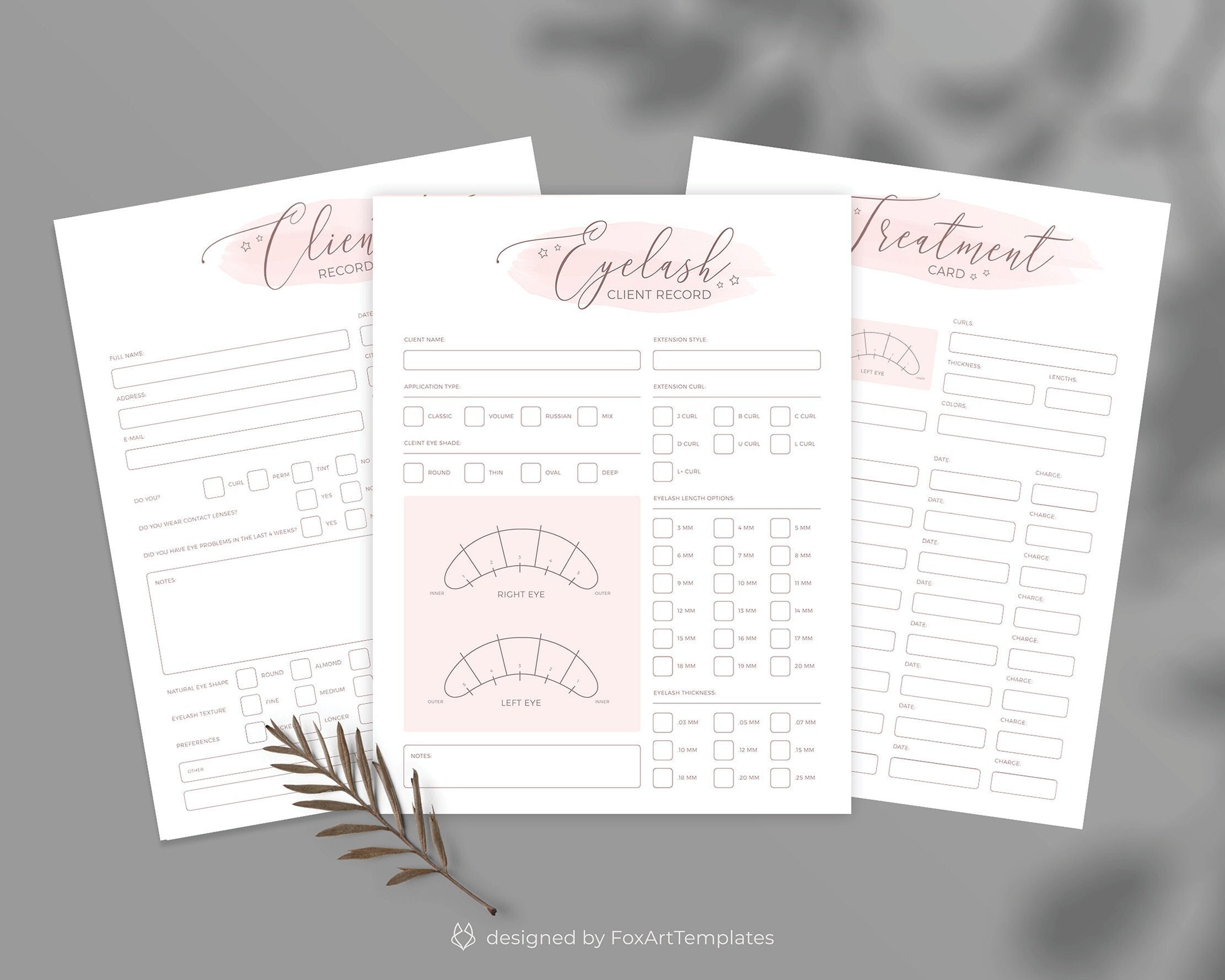 Eyelash Extension Client Card Lash Client Record Template - Etsy