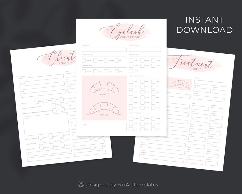 Eyelash Extension Client Card Lash Client Record Template | Etsy