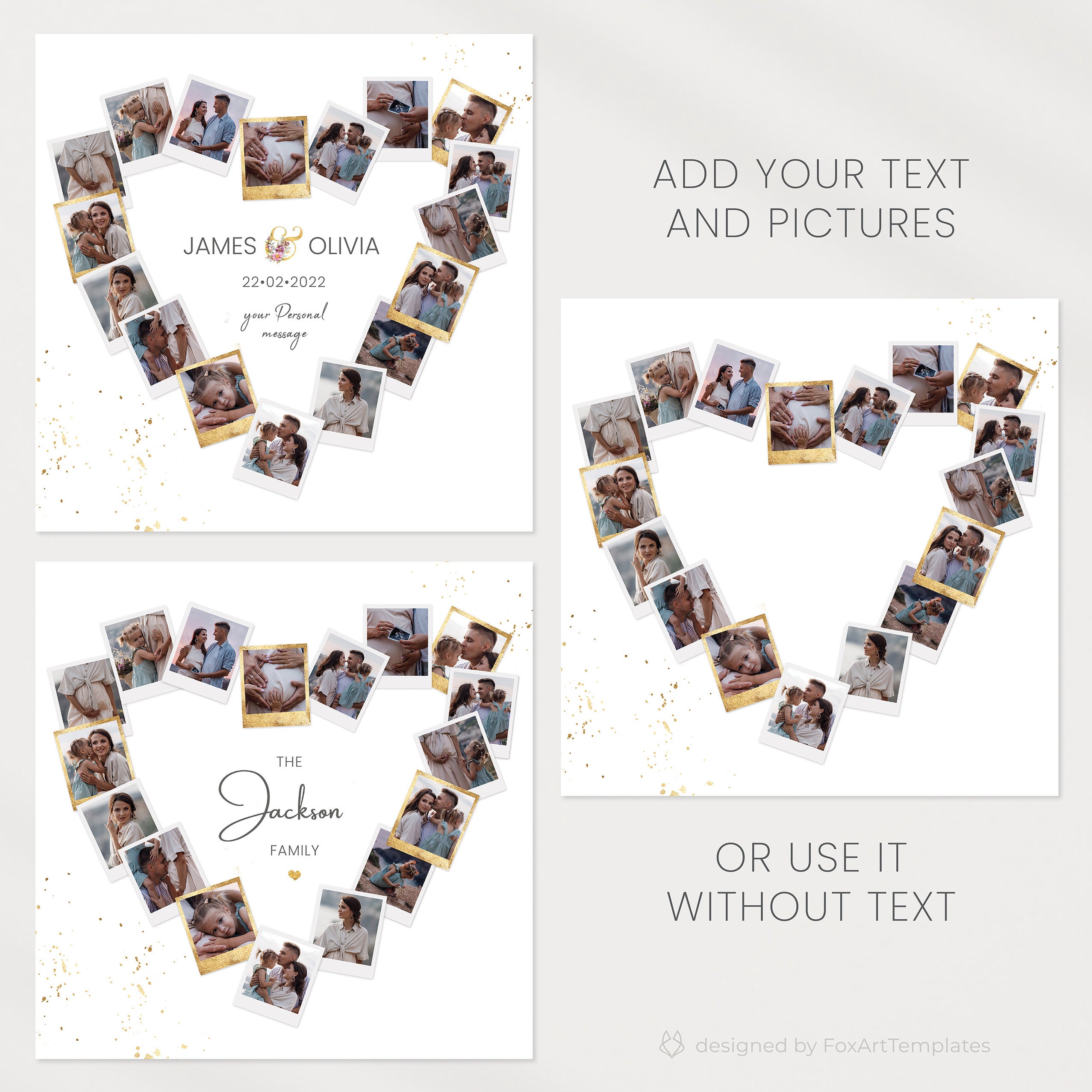 Custom Heart Shaped Photo Collage Template - Etsy