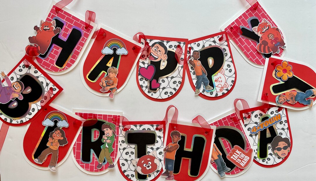 Turning Red Inspired Happy Birthday Banner - Turning Red Banner - Mei ...