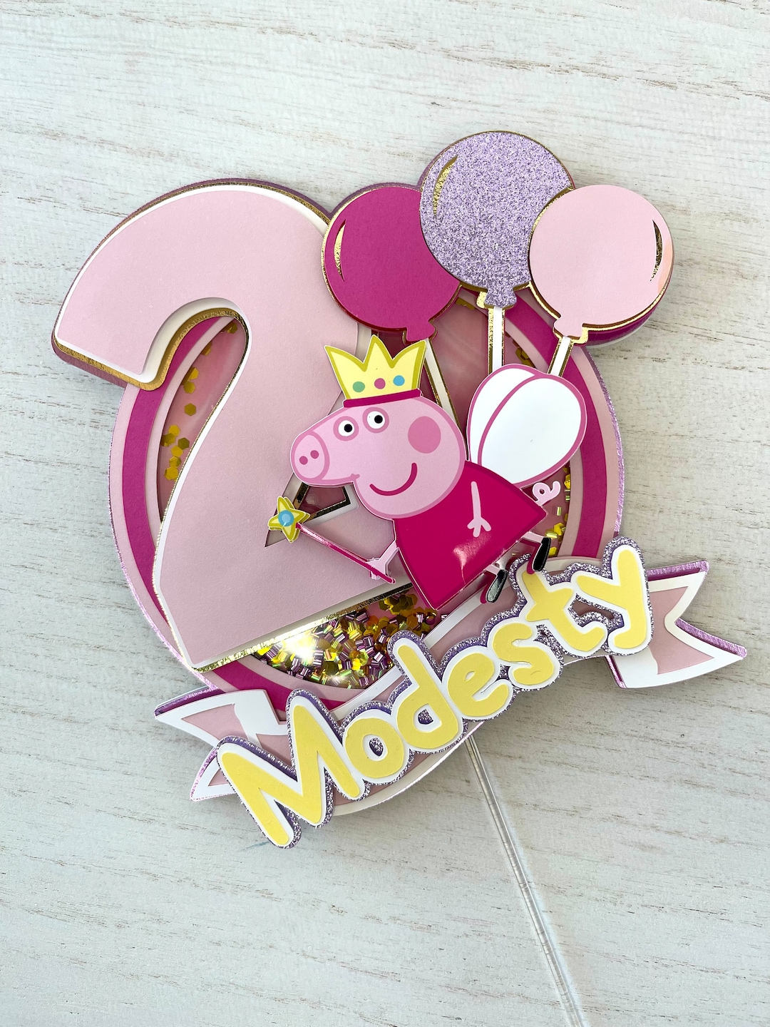 Peppa Pig Cake Topper - Peppa Pig Cake Shaker Cake Topper - Birthday ...