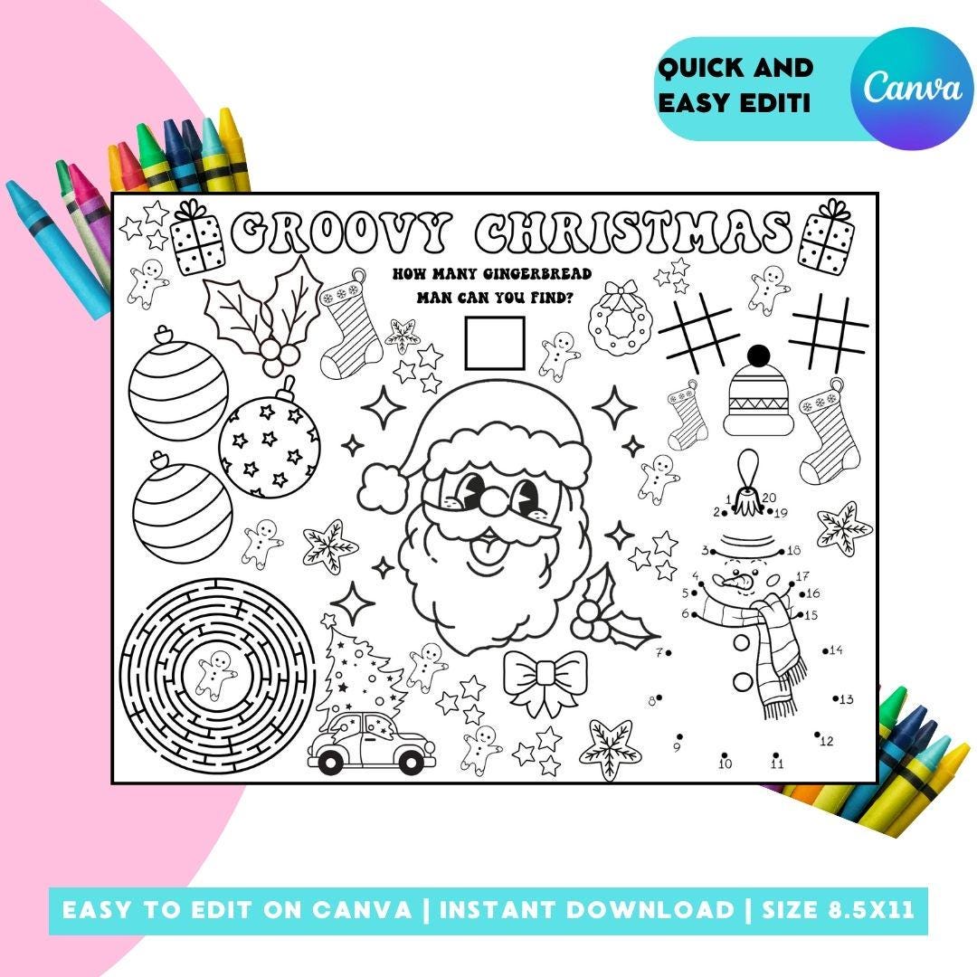 Editable Groovy Christmas Activity Sheet: Holiday Coloring (digital ...