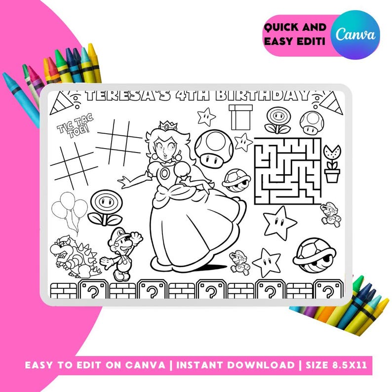 Princess Activity Sheet - Editable in Canva - Printable Fun for Kids ...