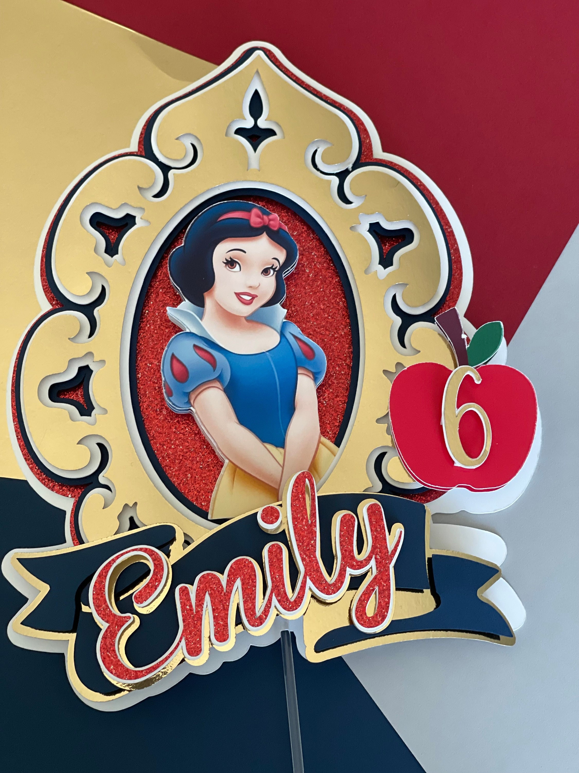 Snow White Princess Cake Topper: 3D Glitter Party Decoration - Etsy
