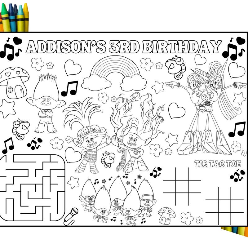 Trolls Coloring Sheet - Etsy