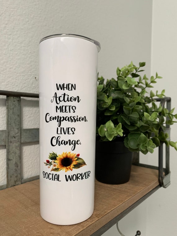 Social Worker tumbler any flowers personalized custom | Etsy