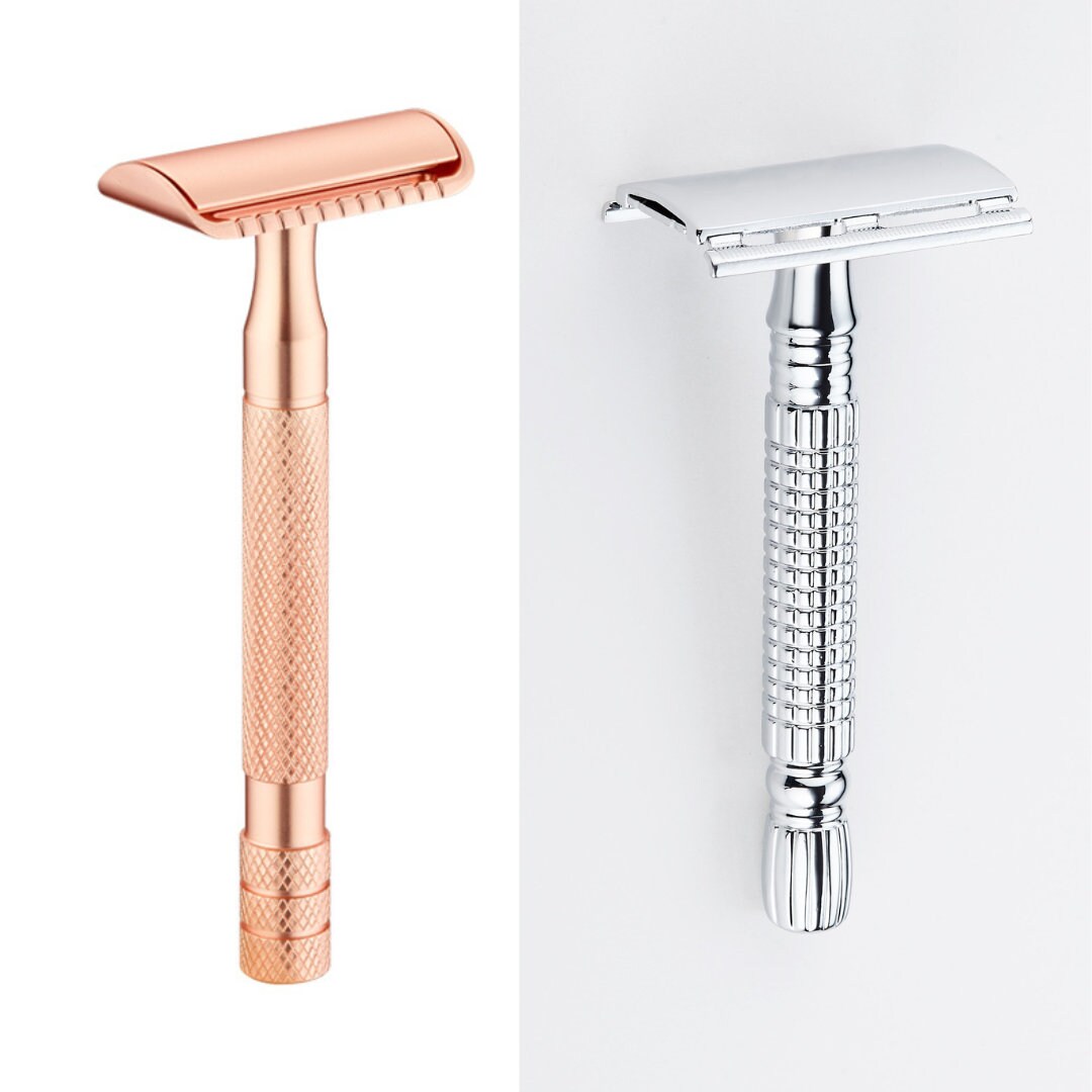 Razor Set - Rose Gold and Silver Safety Razor - All Deep Clean Shave ...