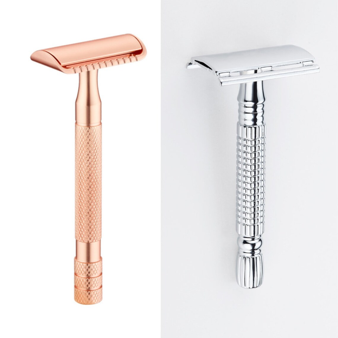 Razor Set - Rose Gold and Silver Safety Razor - All Deep Clean Shave ...