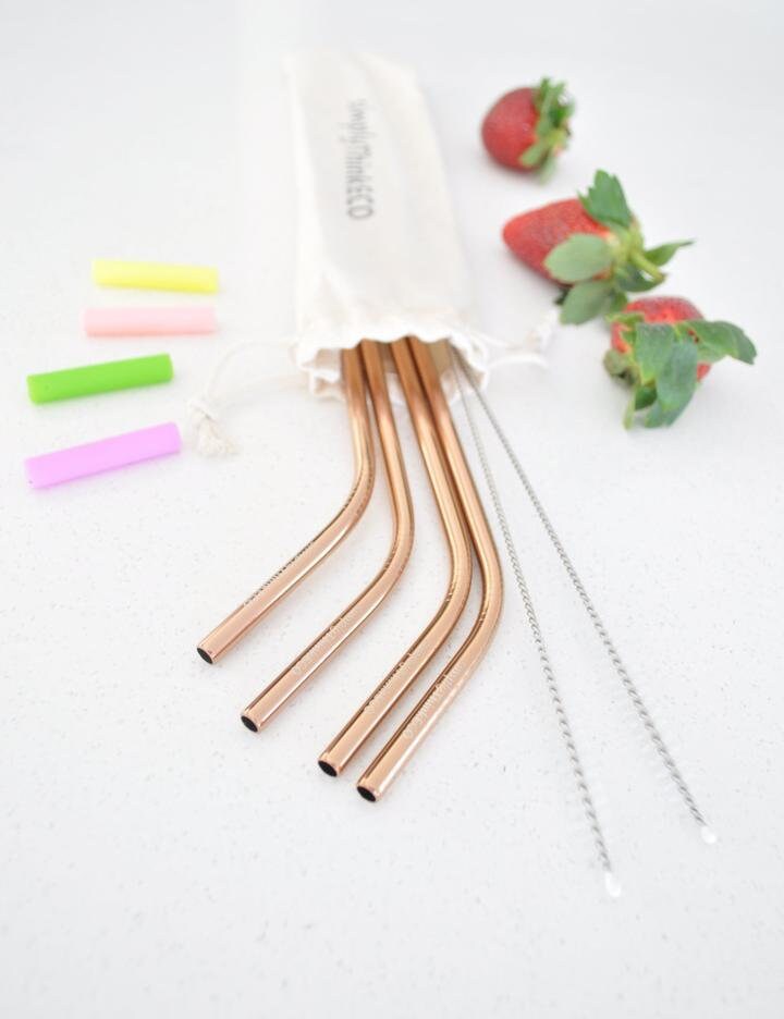Rose Gold Straws Stainless Steel Straw Reusable Metal Straw Eco