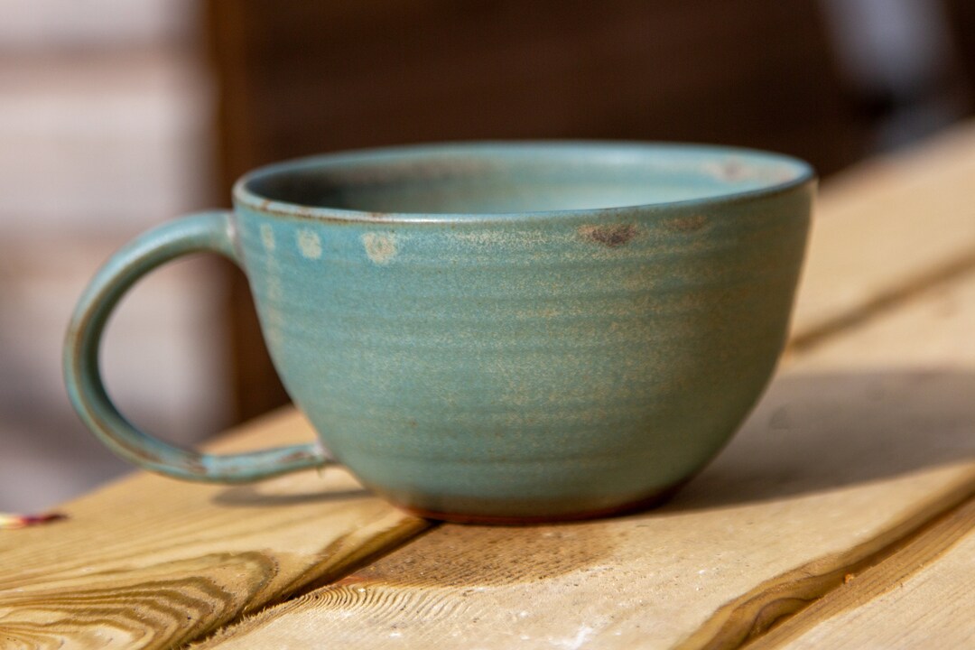 Earthy Light Blue Stoneware Terracotta Teacup - Etsy