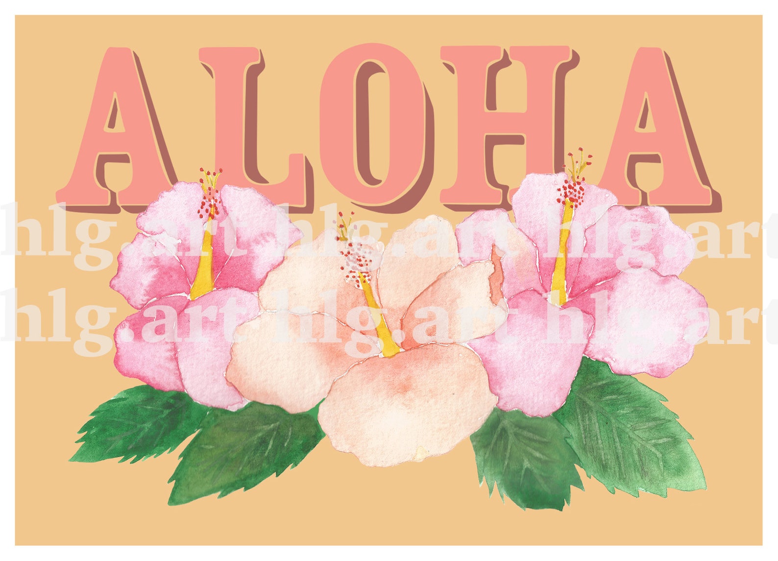 Aloha Art Print / Room Decor / Illustration / Wall art / | Etsy