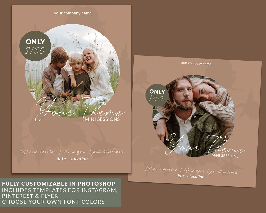 BUNDLE 4 Roxy Photo Session Templates | Fully Customizable | Boho Look ...