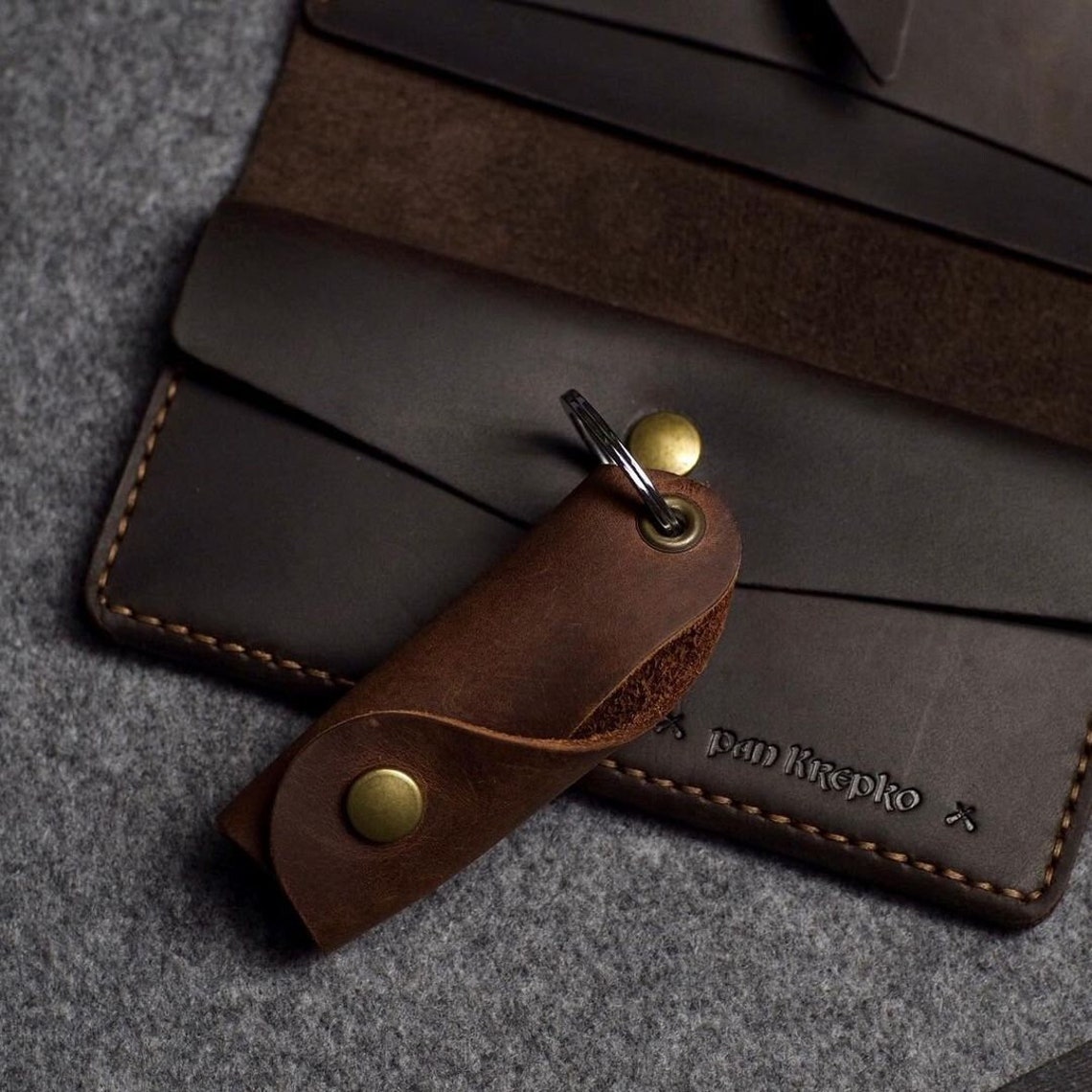 Personalized Minimalist Key Holder Leather Key Fob Key | Etsy
