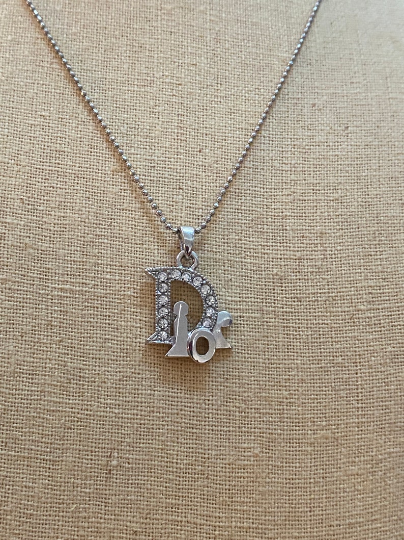 Christian Dior Vintage Dior Silver Logo Necklace - Etsy