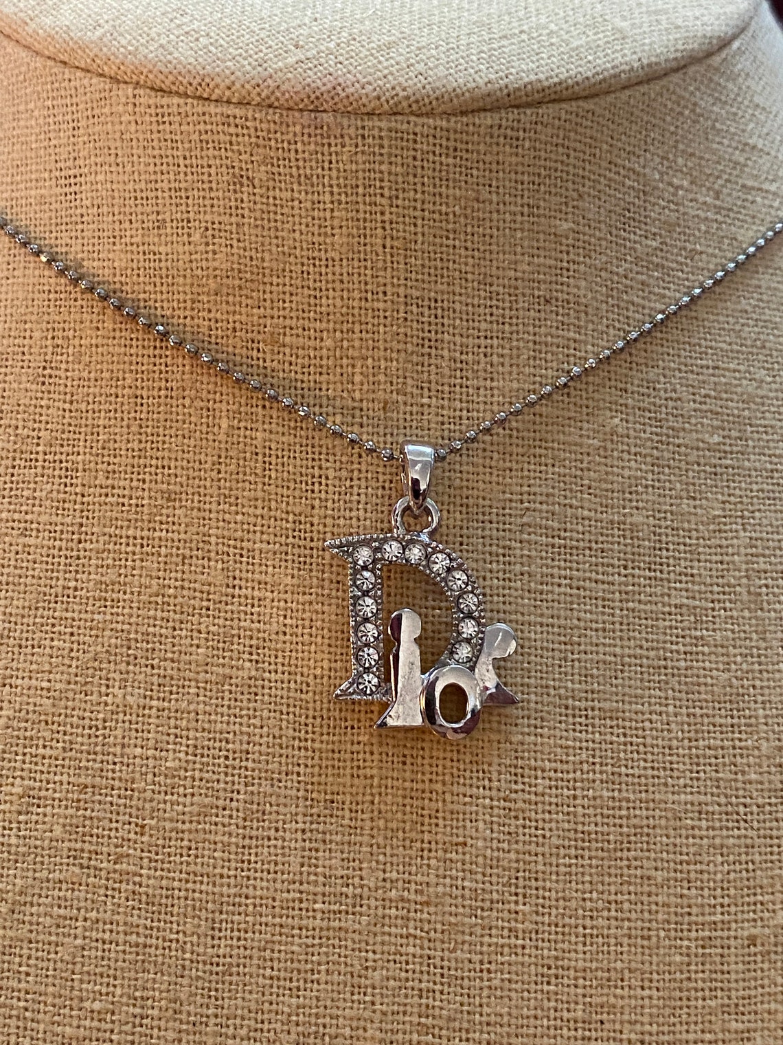 Christian Dior Vintage Dior Silver Logo Necklace - Etsy