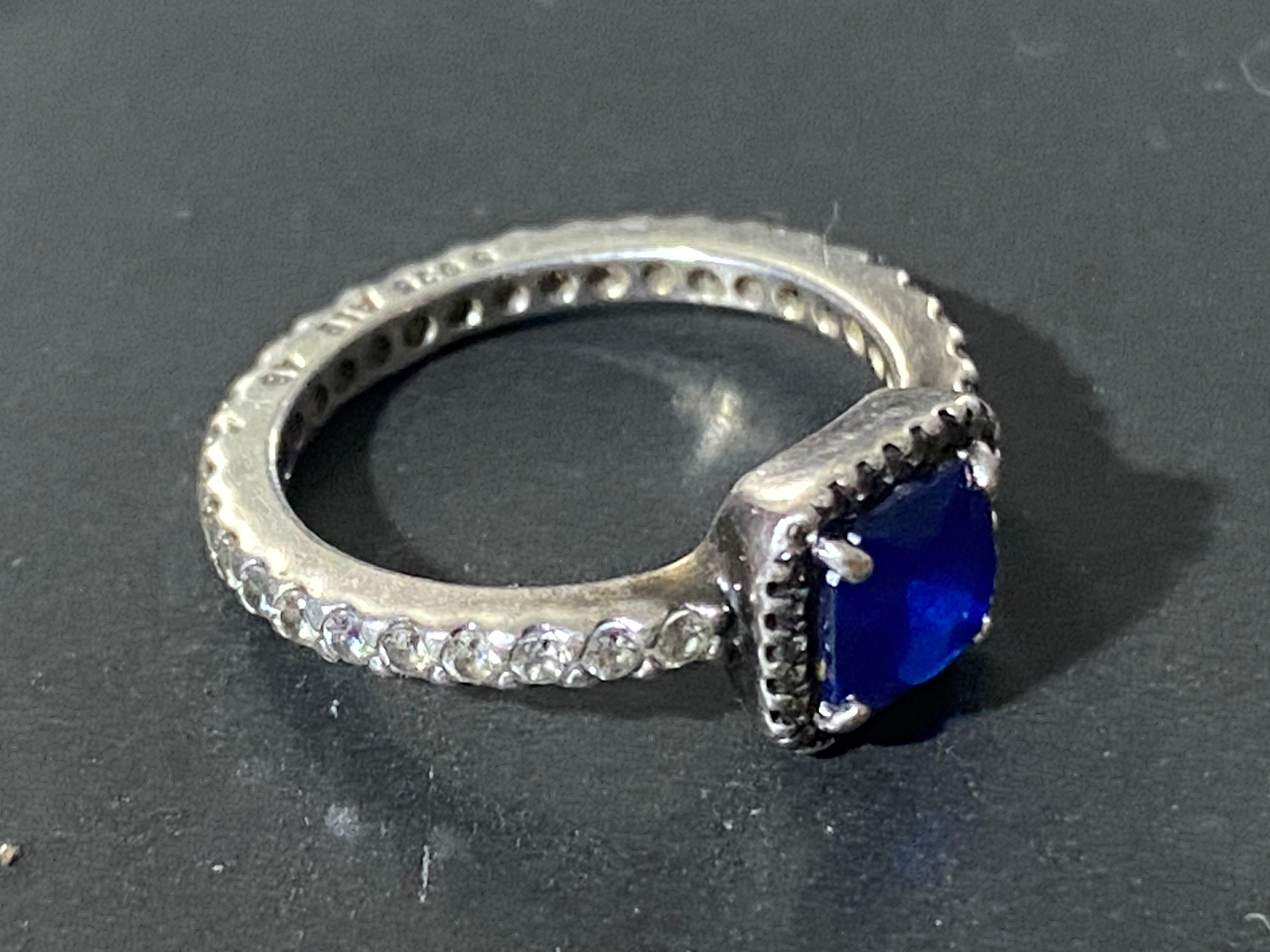 Vintage Authentic Pandora Blue Sapphire Square Clear - Etsy