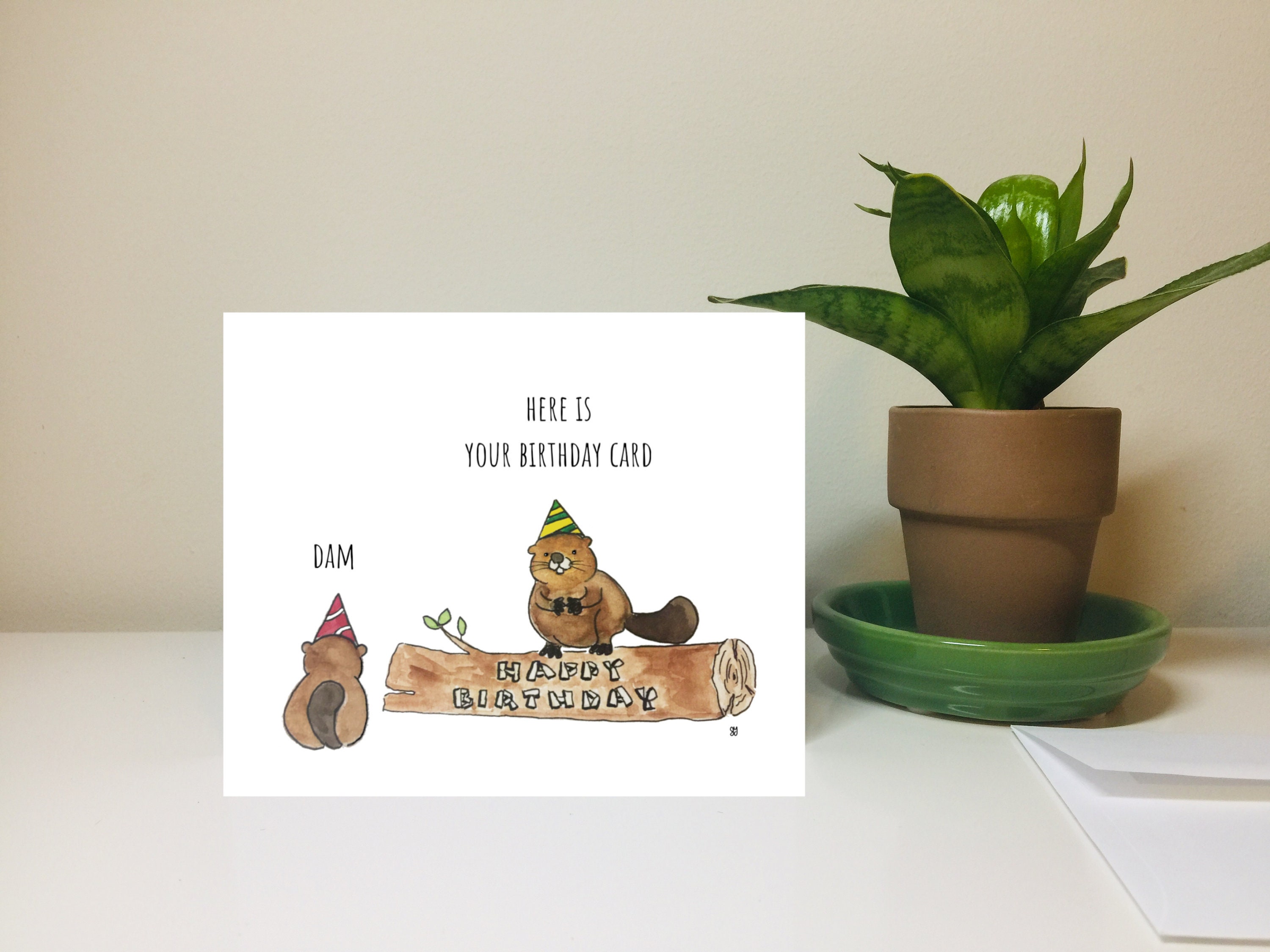 Beaver Birthday Card Funny Beaver Birthday Card Cute Beaver | Etsy