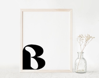Printable Letter B, Alphabet Poster, Typography Wall Art, Digital ...