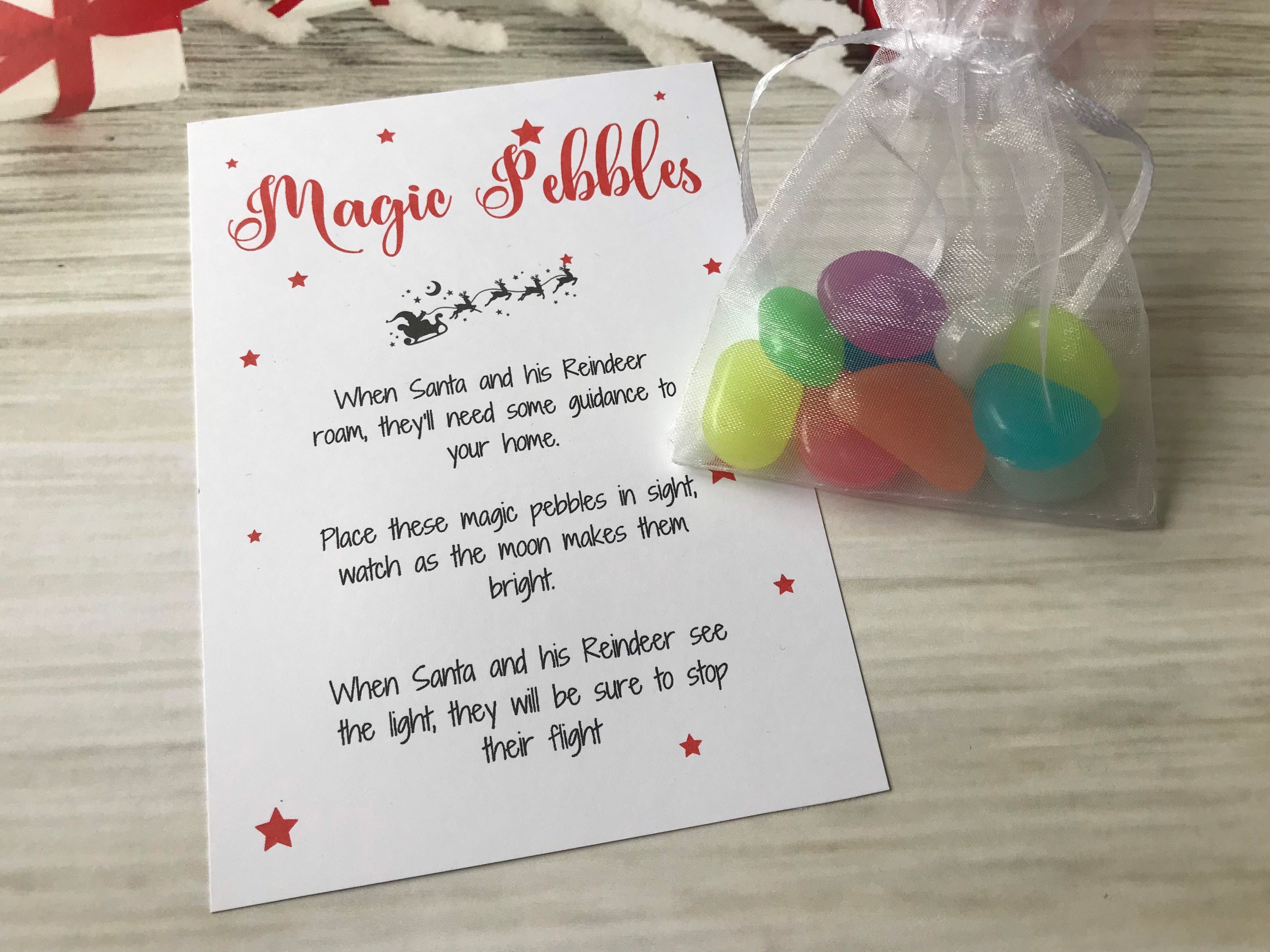 Santas Magic Pebbles Red Traditional Glow in the Dark - Etsy UK