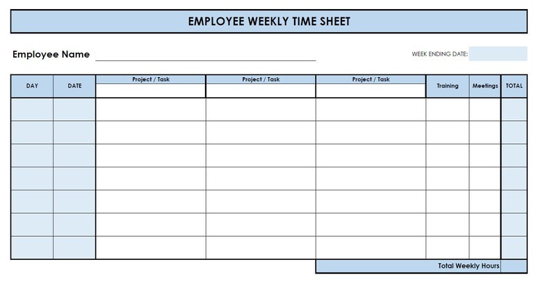 Printable Weekly Employee Timesheet: Project Time Tracker (PDF) - Etsy
