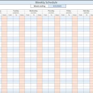 Excel File of Weekly Schedule. Editable Weekly Shifts - Etsy