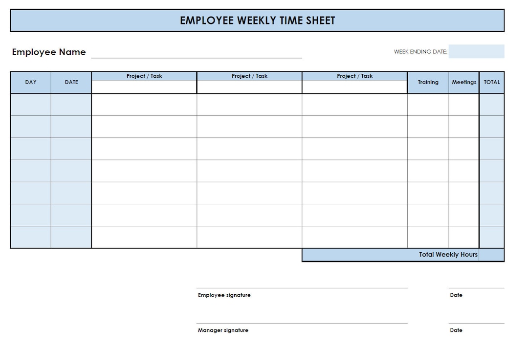 Printable PDF Weekly Timesheet Projects. Printable Timesheet. Time Card ...