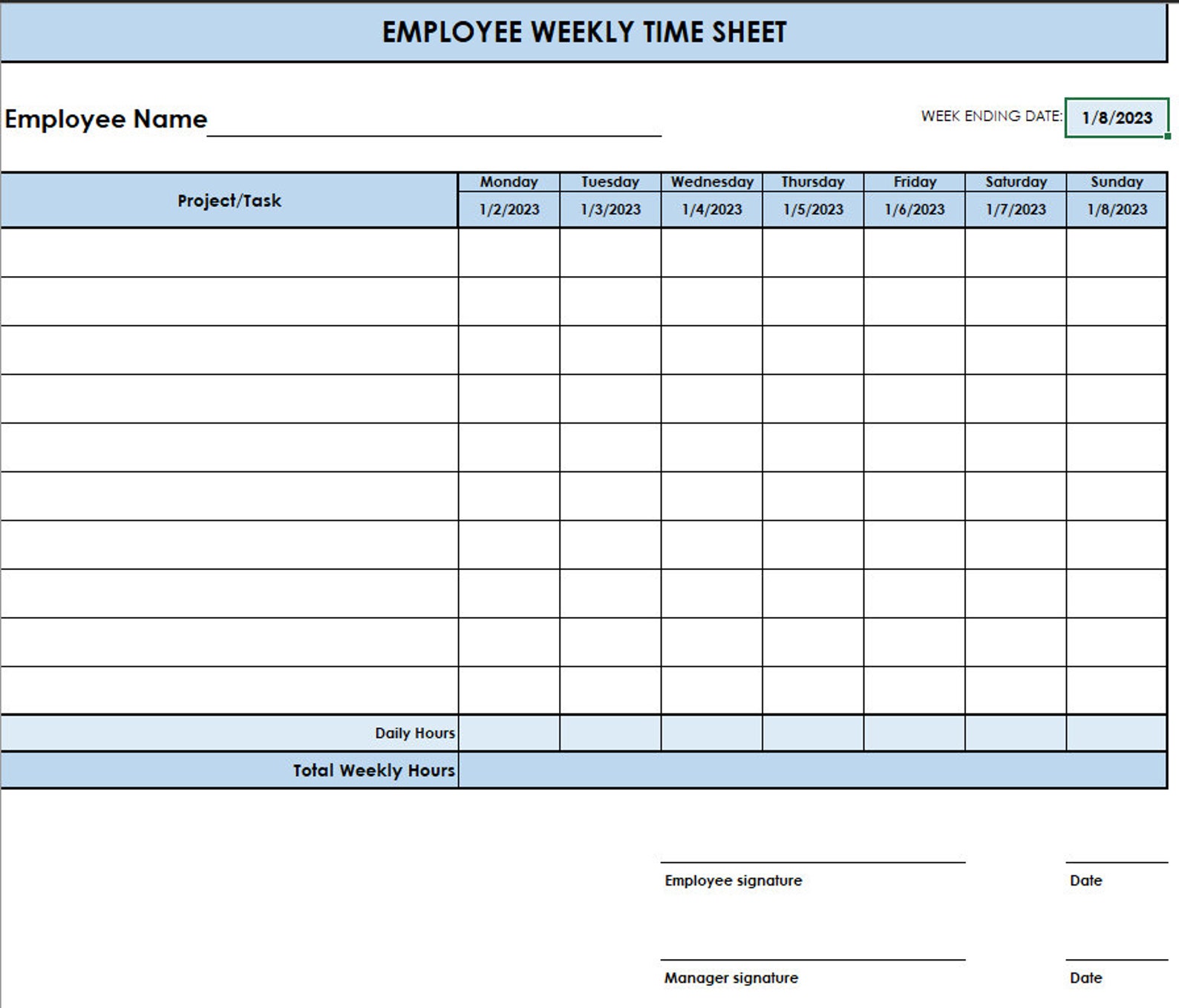 Weekly Timesheet Excel Template: Multi-project Time Tracker (digital ...