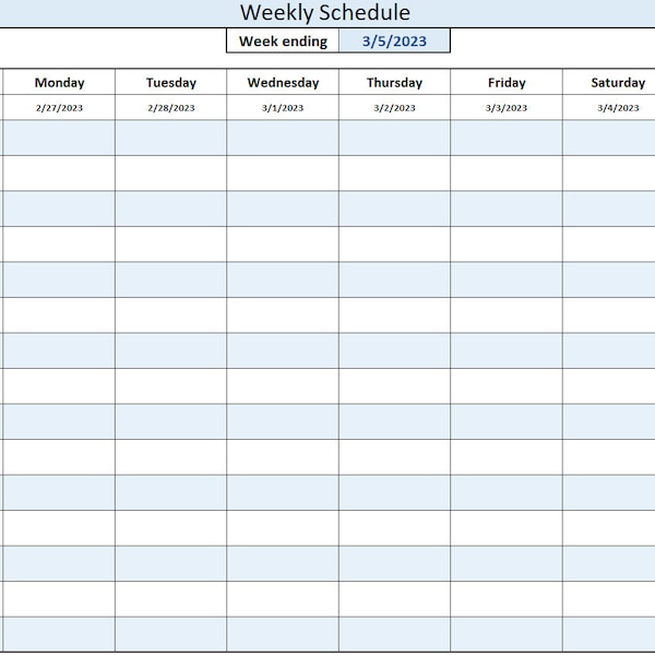 Weekly Schedule - Etsy