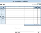 Excel File of Weekly Timesheet Projects Template. Editable - Etsy