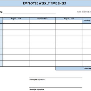 Excel File of Weekly Timesheet Projects Template. Editable Timesheet ...