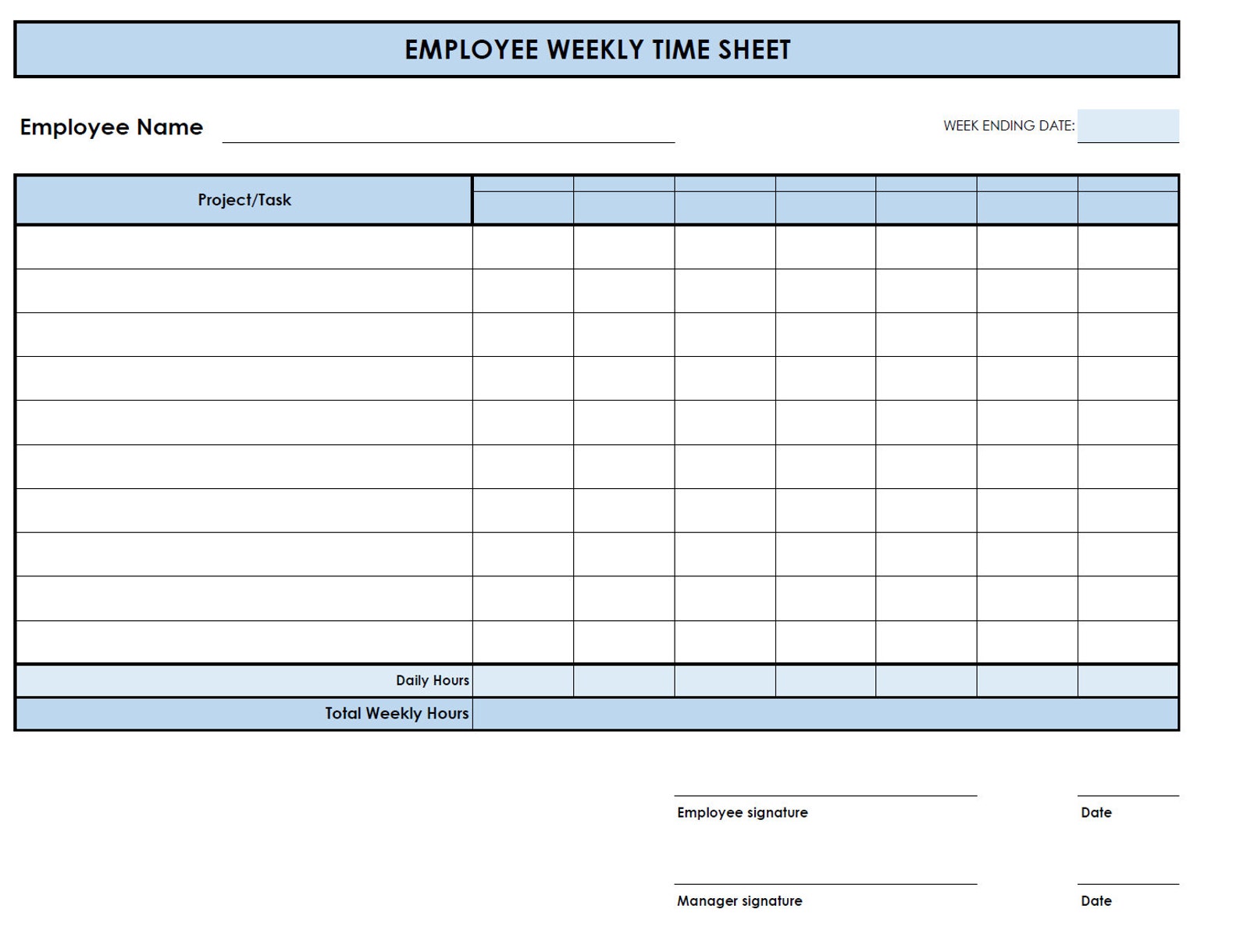 Printable Weekly Employee Timesheet: Multi-project Time Tracker (PDF ...