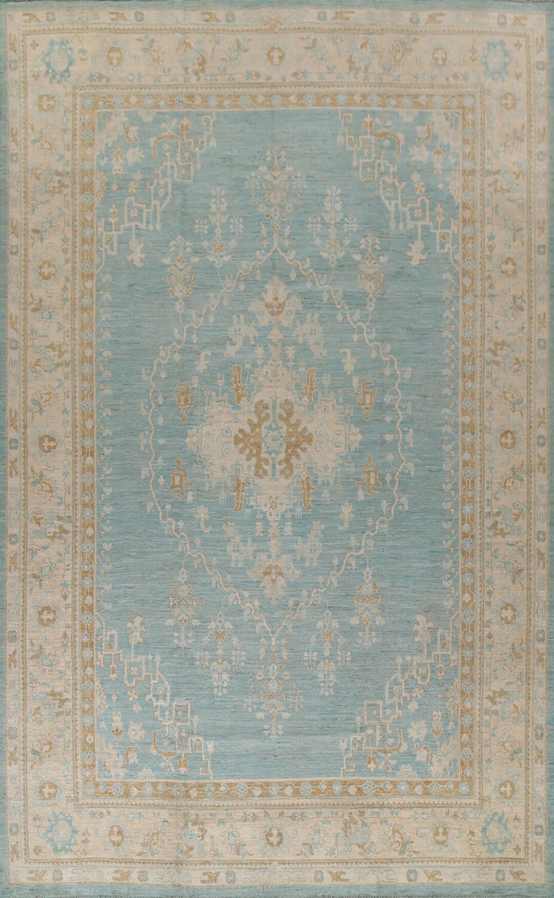 Oushak Oriental Area Rug 10x14, Vegetable Dye Hand-knotted Wool Carpet ...