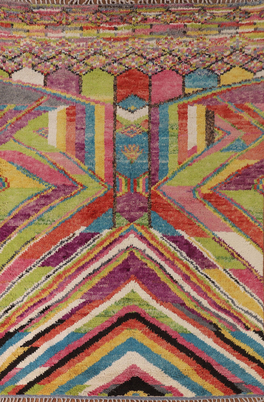 Multicolor Plush Moroccan Style Rug 8x10, Hand-knotted Oriental Area ...