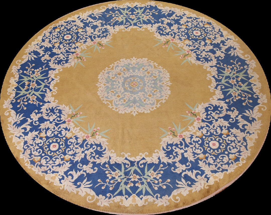 Vegetable Dye Art Deco Round Chinese Rug 11x11, Handmade Wool Carpet - Etsy
