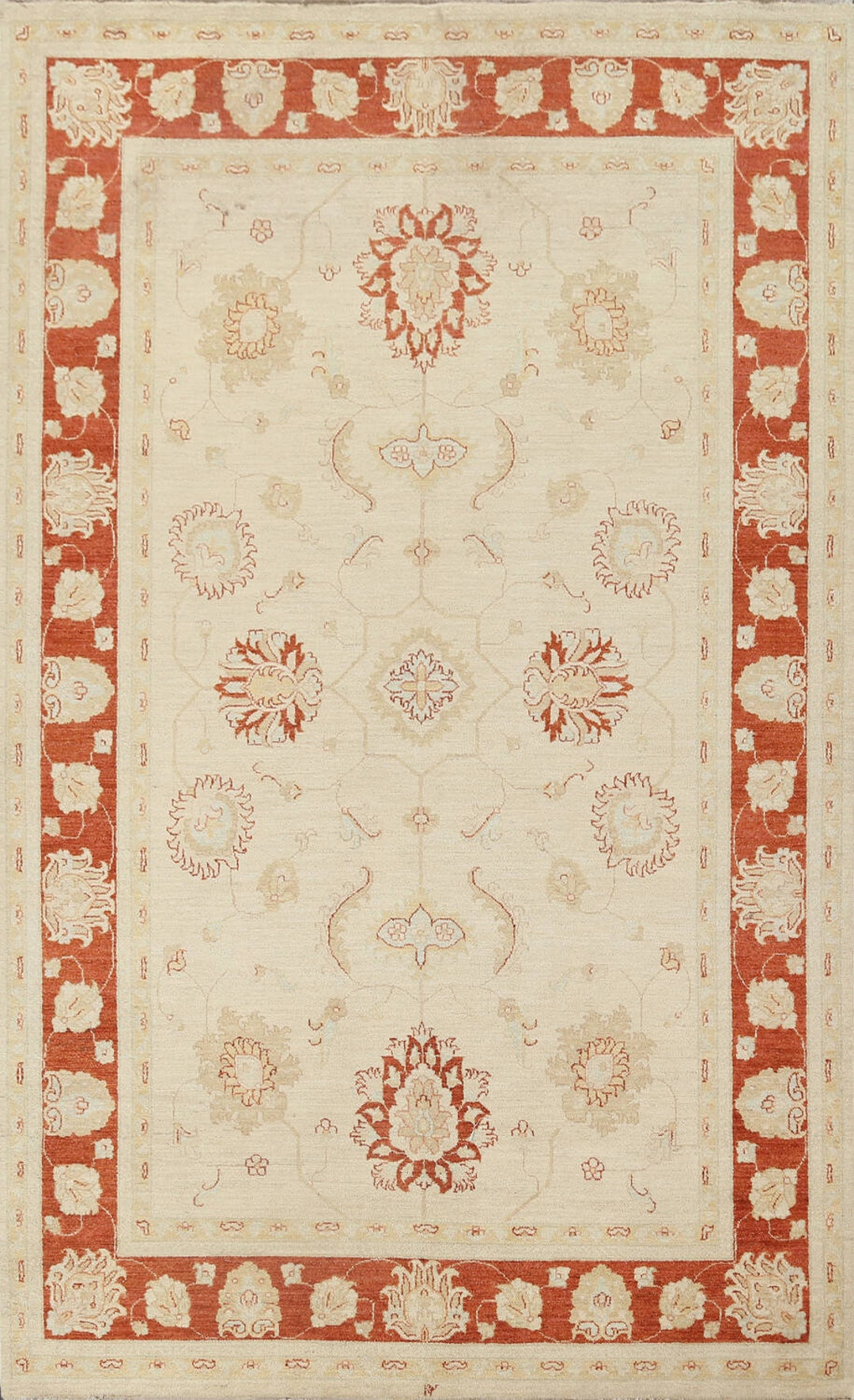 Beige & Orange Peshawar Chobi Wool Area Rug 7x10 Handmade - Etsy