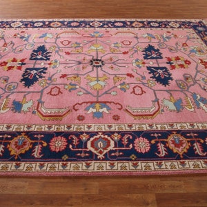 Handmade Pink / Blue Oushak Large Rug 10x14 - Etsy