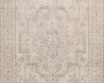 Antique Muted Distressed Area Rug 10x12 Handmade Rug Wool | Etsy