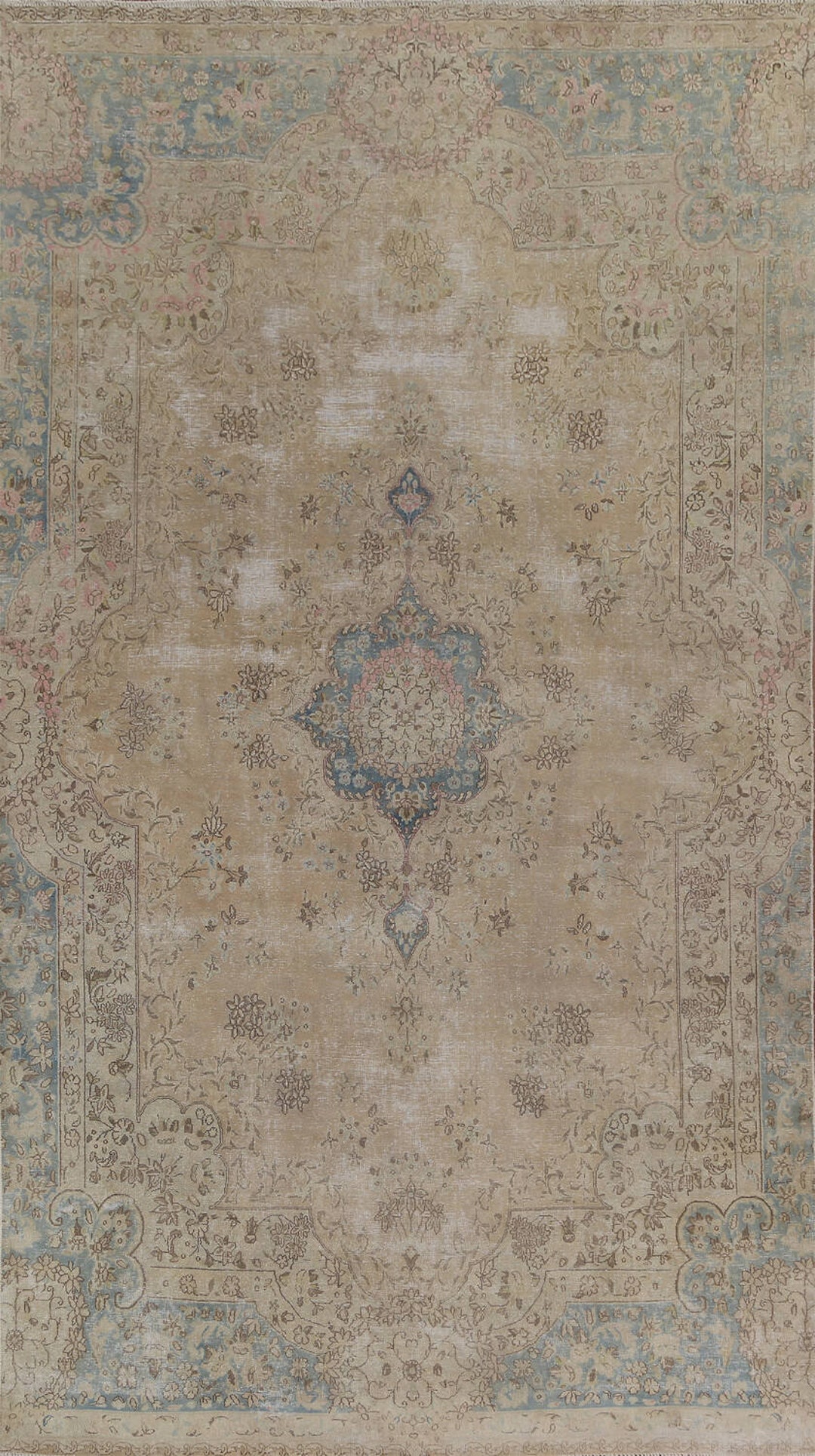 Muted Vintage Distressed Area Rug 7x12, Handmade Wool Carpet - Etsy