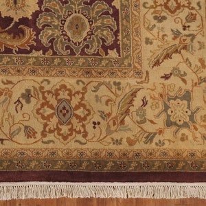 Purple & Gold Floral Agra Oriental Area Rug 9x12, Handmade Traditional ...