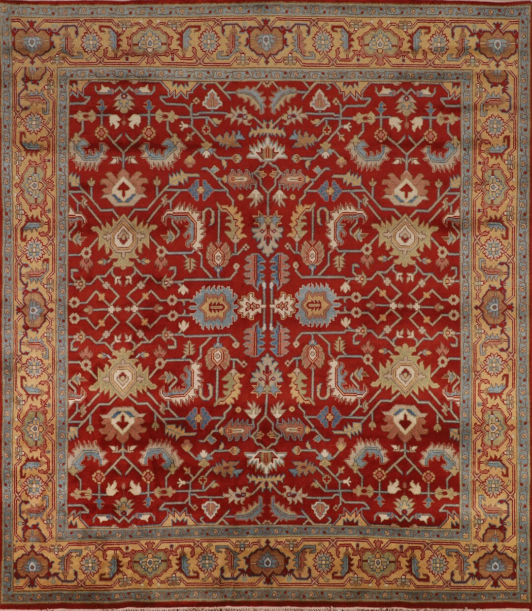 Handmade Orange Oushak Square Area Rug 10x10, Transitional Wool Carpet ...