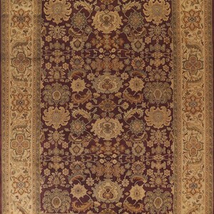 Purple & Gold Floral Agra Oriental Area Rug 9x12, Handmade Traditional ...