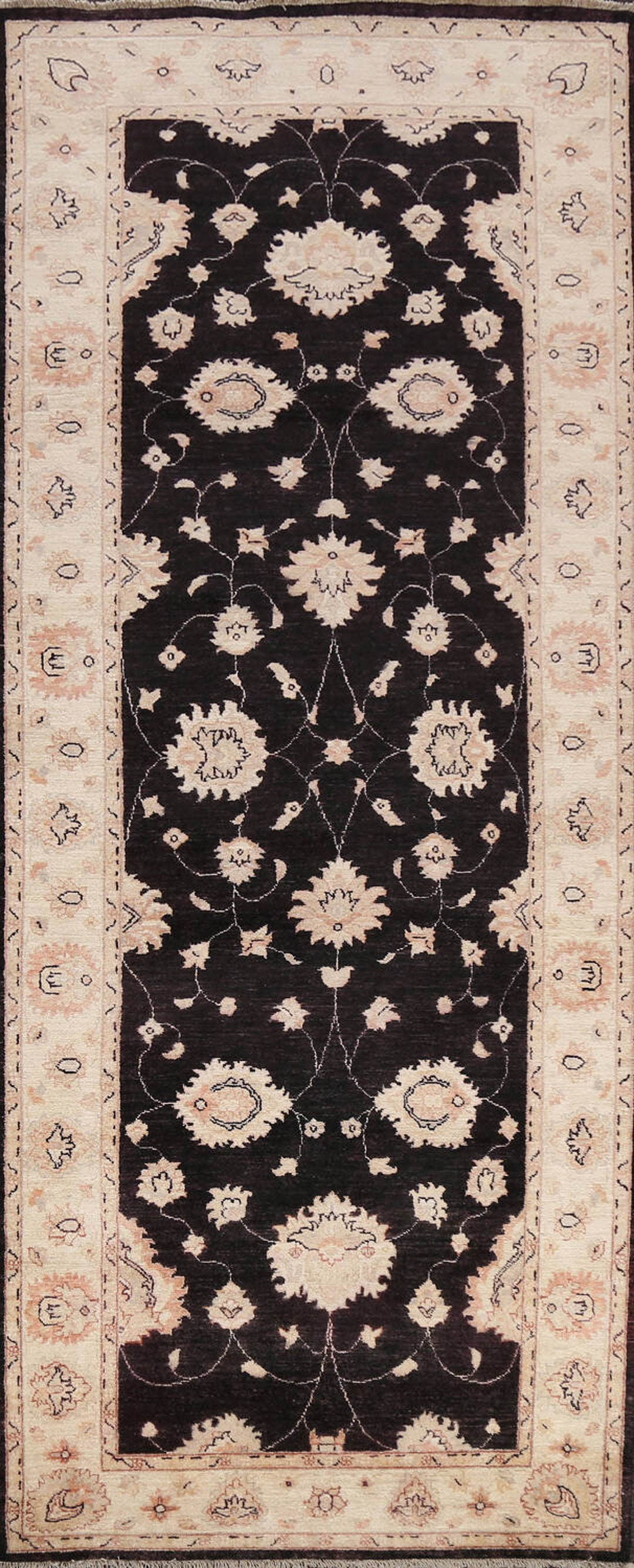 Floral Peshawar Chobi Oriental Runner Rug 4x10 Handmade Black - Etsy