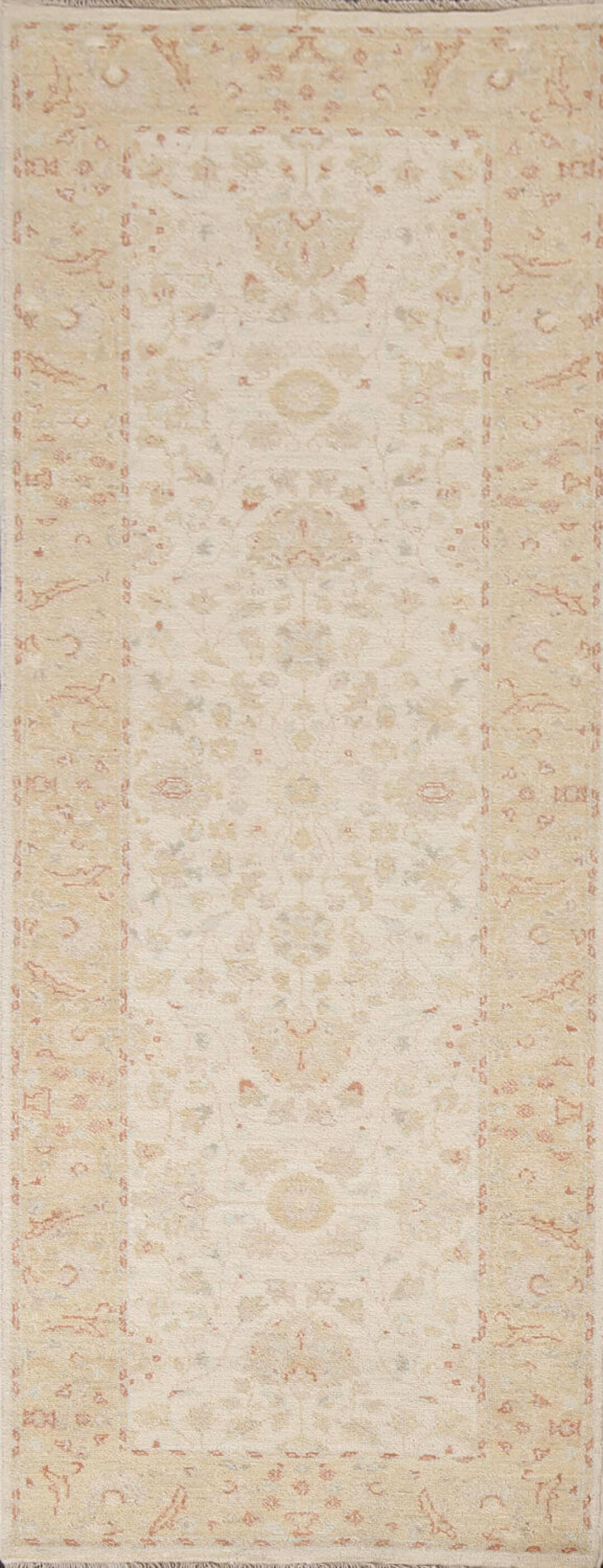 Muted Floral Peshawar Chobi Wool Runner Rug 3x8, Vegetable Dye Oriental ...